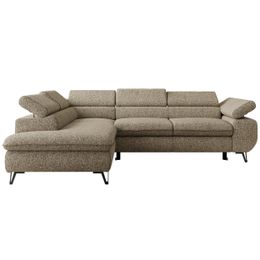 ECKSOFA PABLO L Dunkelbeige Struktur - Links Seite mit T25 Topper