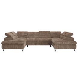 WOHNLANDSCHAFT PABLO U Cord Braun mit Topper T25