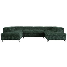 WOHNLANDSCHAFT PEDRO U Cord Gr&uuml;n