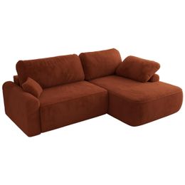 ECKSCHLAFSOFA CUBO L Orange Pl&uuml;sch - rechts