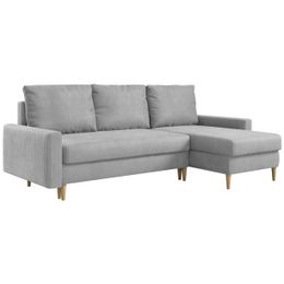 ECKSOFA Lang Velvet Hellgrau