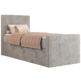 BOXBETT TILIANO DUO 90/200 - Hellgrau Cord - H3 - Topper T25 - Links Seite