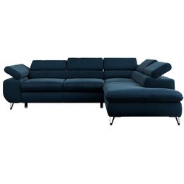 ECKSOFA PETER L Dunkelblau Velvet - Rechts Seite