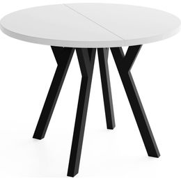 ESSTISCH Vero rund ausziehbar verl&auml;ngerbar, Weiss 100-200/100/77 cm