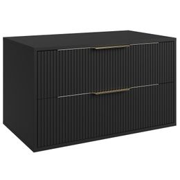 Badplaats WASCHBECKENUNTERSCHRANK Rimini 2 Schubladen Schwarz Matt - 80 x 46 x 46 cm