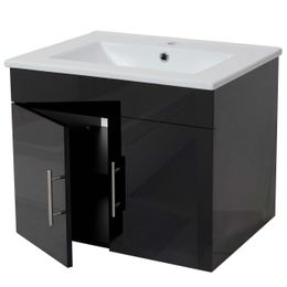 MCW WASCHBECKEN + UNTERSCHRANK Hochglanz Schwarz