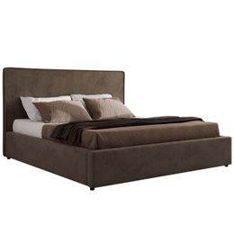 POLSTERBETT CORIVO CLASSIC 140/200 - Braun Velvet - Schaum-Matratze