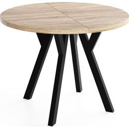 ESSTISCH Vero rund ausziehbar verl&auml;ngerbar, Eiche Sonoma Hellbraun 80-130/80/77 cm