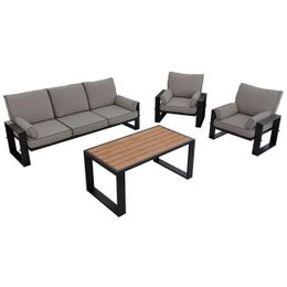 GARTENM&Ouml;BEL-SET ELBA: 1x Tisch, 1x Sofa, 2x Sessel - Grau