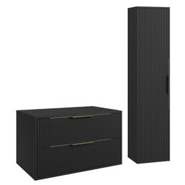 Badplaats BADM&Ouml;BEL-SET Rimini 2 Teile Schwarz Matt - 80 x 46 x 46 cm