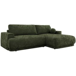 ECKSCHLAFSOFA RINA L Dunkelgr&uuml;n Schenille glatt - rechts