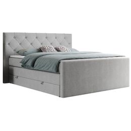 BOXSPRINGBETT KING VELEN 120/200 Hellgrau Struktur - H4