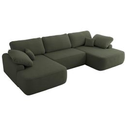 WOHNLANDSCHAFT CUBO U Dunkelgr&uuml;n Boucle