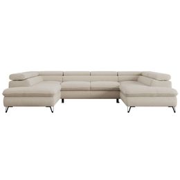 WOHNLANDSCHAFT PEDRO U Boucle Beige