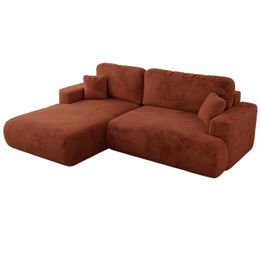ECKSOFA OVO L Orange Pl&uuml;sch - Links Seite