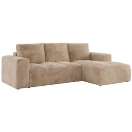 ECKSOFA MONIVA Beige Pl&uuml;sch - Rechts