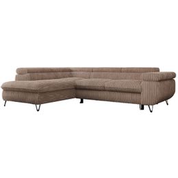 ECKSOFA PEDRO L Braun Cord - Links Seite
