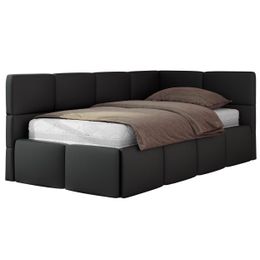 JUGENDBETT ARVO 90/200 - Schwarz Kunstleder - Foam-Matratze - Rechts Seite