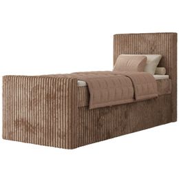 BOXBETT TILIANO DUO 90/200 - Braun Cord - H3 - Topper Visco - Rechts Seite