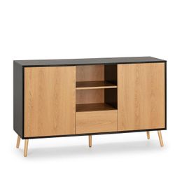 SIDEBOARD Apolo 2 T&uuml;ren 1 Schublade, Schwarz/Holzfarbe