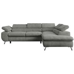 ECKSOFA PETER L Grau Struktur - Rechts Seite
