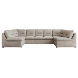 WOHNLANDSCHAFT MORBIDO U Beige Struktur