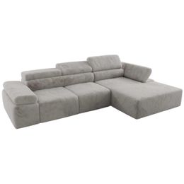 ECKSOFA RILASSO L Hellgrau Pl&uuml;sch - rechts