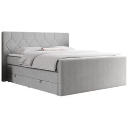BOXSPRINGBETT KING EIGAR 120/200 Hellgrau Struktur - H3