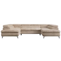 WOHNLANDSCHAFT PEDRO U Pl&uuml;sch Beige