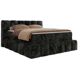 BOXSPRINGBETT NIRA KING 120/200 Dunkelgrau Pl&uuml;sch - H4
