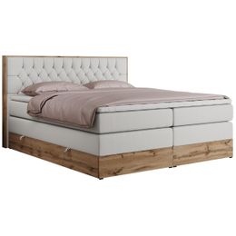 BOXSPRINGBETT AMORE KING 200/200 Wei&szlig; Kunstleder - H4
