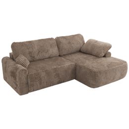 ECKSCHLAFSOFA CUBO L Braun Cord - rechts