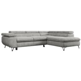 ECKSOFA PEDRO L Hellgrau Struktur - Rechts Seite