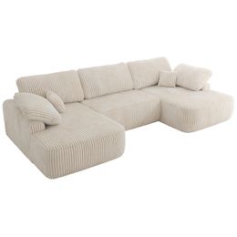 WOHNLANDSCHAFT CUBO U Creme Cord