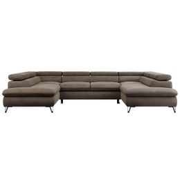 WOHNLANDSCHAFT PEDRO U Velvet Braun