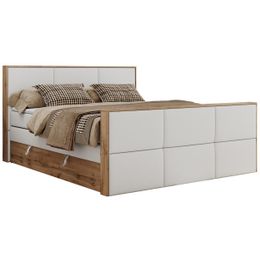 BOXSPRINGBETT ALBERO 2 KING DUO 200/200 Wei&szlig; Kunstleder - H3