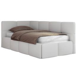 JUGENDBETT ARVO 90/200 - Wei&szlig; Kunstleder - Foam-Matratze - Links Seite