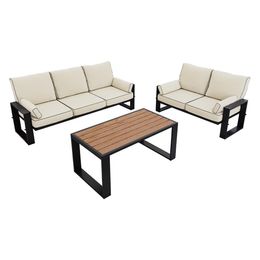 GARTENM&Ouml;BEL-SET ELBA: 1x Tisch, 2x Sofa - Beige