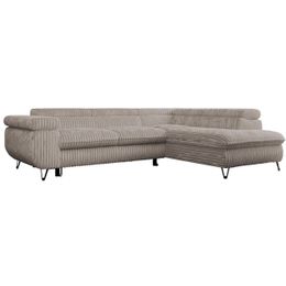 ECKSOFA PEDRO L Hellbraun Cord - Rechts Seite
