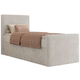 BOXBETT TILIANO DUO 90/200 - Beige Cord - H3 - Topper Visco - Links Seite