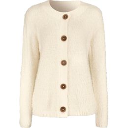 CR&Eacute;ATION L Damen Strickjacke aus Flauschgarn champagner Gr&ouml;&szlig;e 38