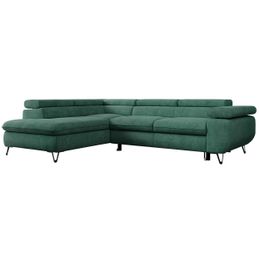 ECKSOFA PEDRO L Gr&uuml;n Struktur - Links Seite