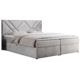 BOXBETT NEOMI 120/200 - Hellgrau Velvet - H3 - Visco
