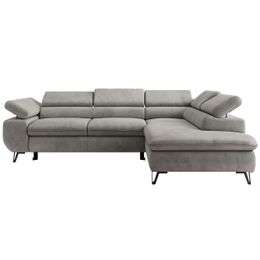 ECKSOFA PABLO L Hellgrau Velvet - Rechts Seite