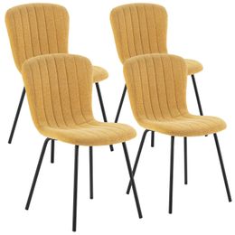 STUHL 4er-Set Lucky senffarbener Stoff