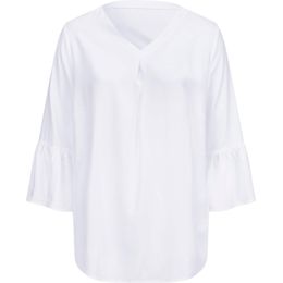CR&Eacute;ATION L Damen Schlupfbluse mit Volants, reine Viskose wei&szlig; Gr&ouml;&szlig;e 56