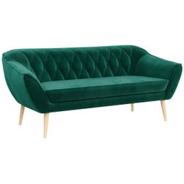 SOFA Pirs 3 Sitzer Velvet Dunkelgr&uuml;n
