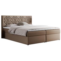 BOXBETT LEILA 120/200 Braun Kunstleder - H4