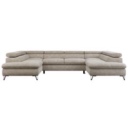 WOHNLANDSCHAFT PEDRO U Struktur Beige