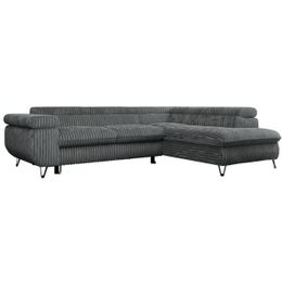 ECKSOFA PEDRO L Dunkelgrau Cord - Rechts Seite